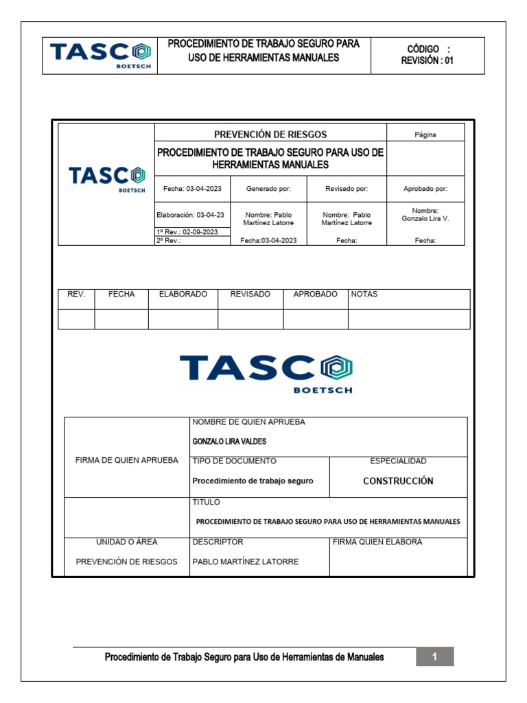 Uso Seguro de Herramientas Manuales | PDF | Perforar | Herramientas