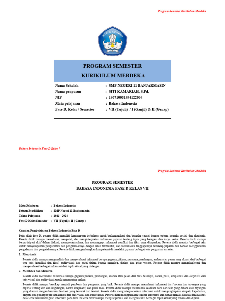 Promes Kurikulum Merdeka | PDF