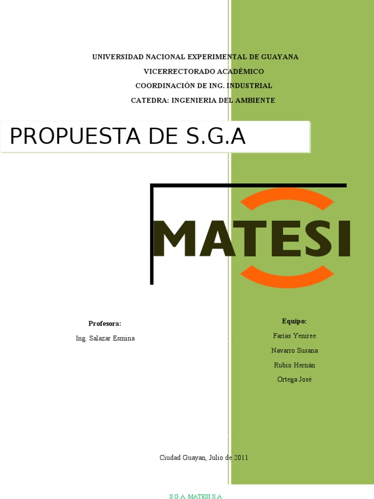 Sga. Matesi S.A | PDF | Residuos | Contaminación