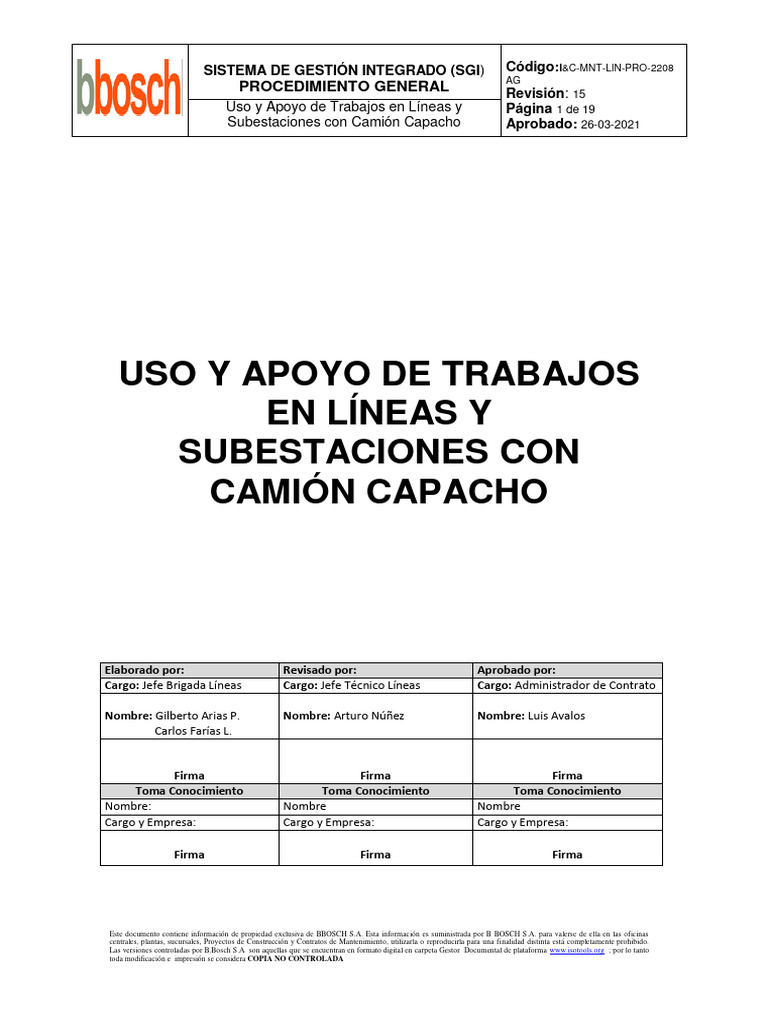 i&C-mnt-lin-pro-2208-Ag Apoyo Camion Capacho. Rev 14 | PDF