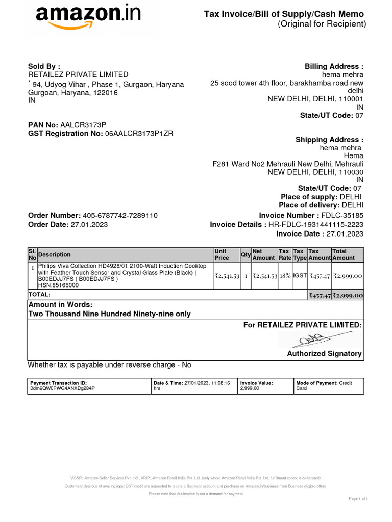 Invoice Bill | PDF