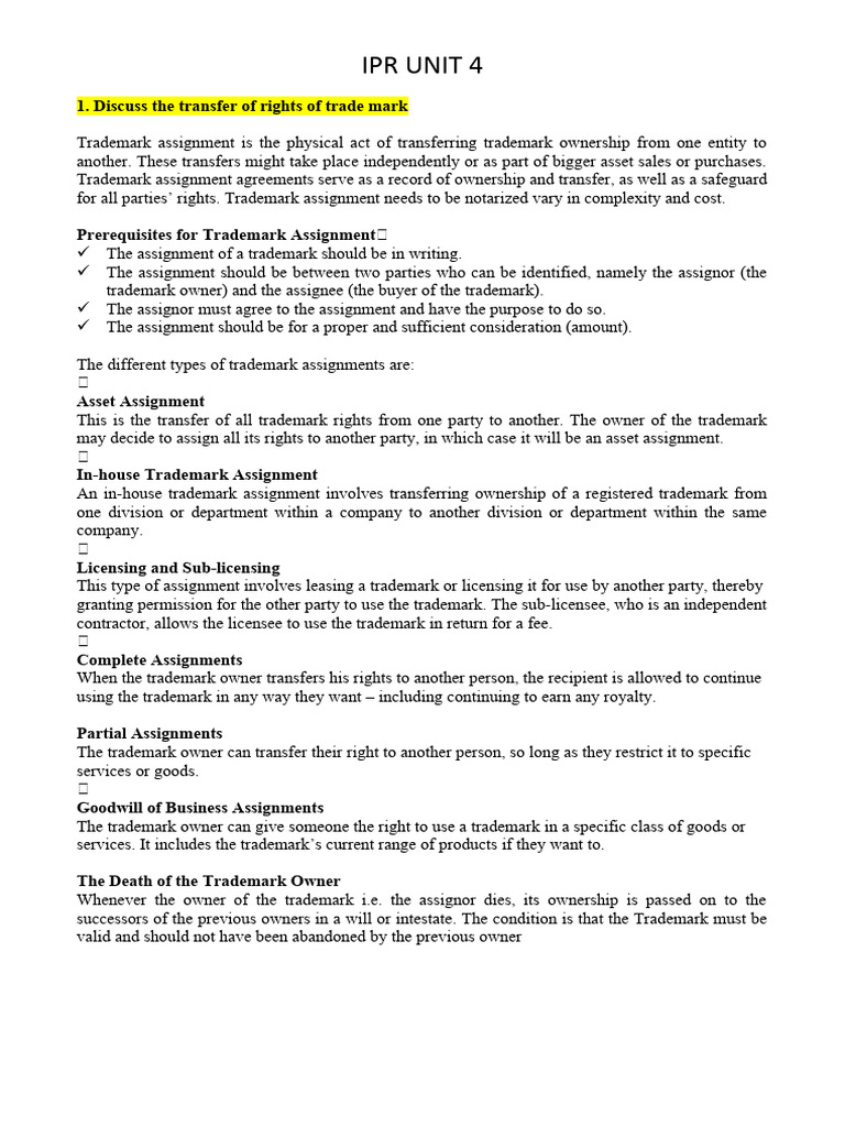 IPR UNIT 4 Answers | PDF