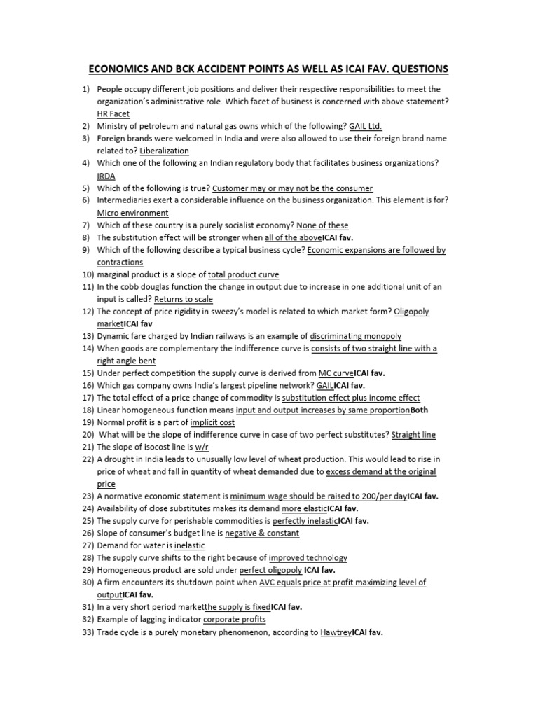Key Economics Concepts & ICAI FAQs | PDF