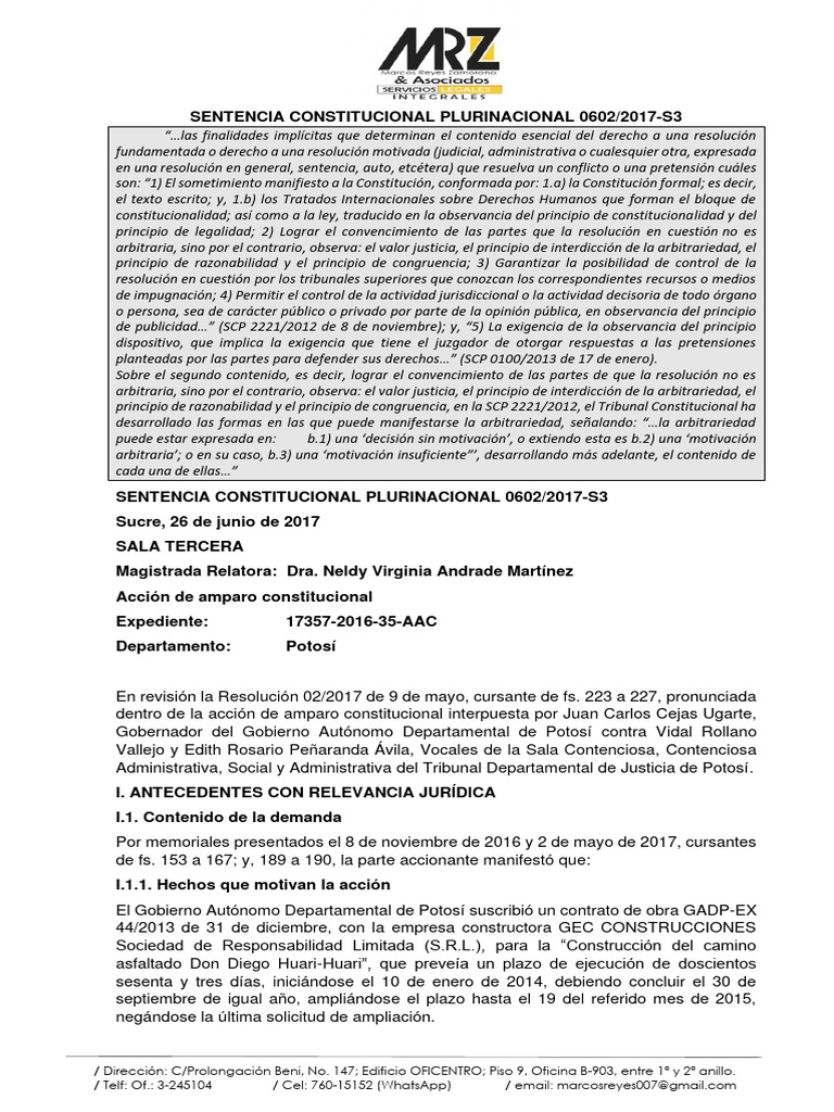 MRZ SCP 0602 2017 S3 | PDF | Debido al proceso | Caso de ley