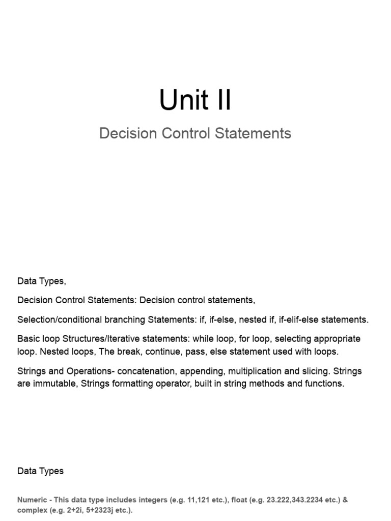 Ppt-Unit II | PDF | Control Flow | Variable (Computer Science)