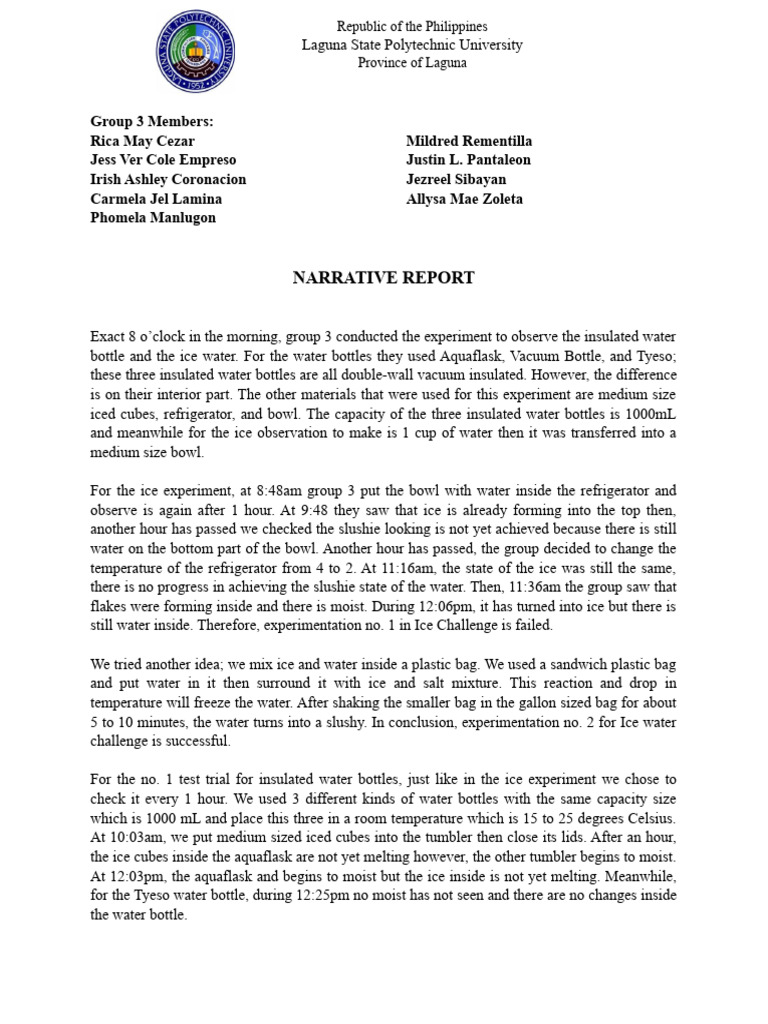 Narrative Draft | PDF | Ice | Water