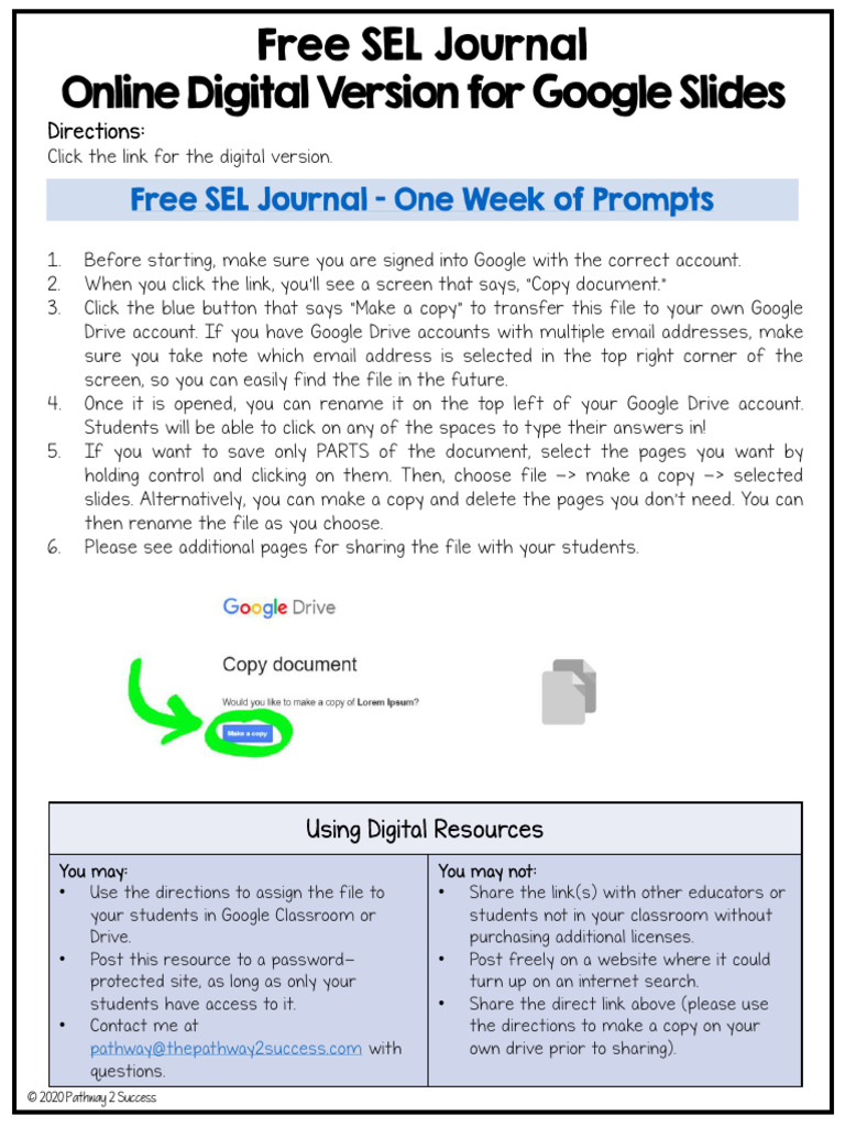 Free Social Emotional Learning Journal - Digital Directions | PDF