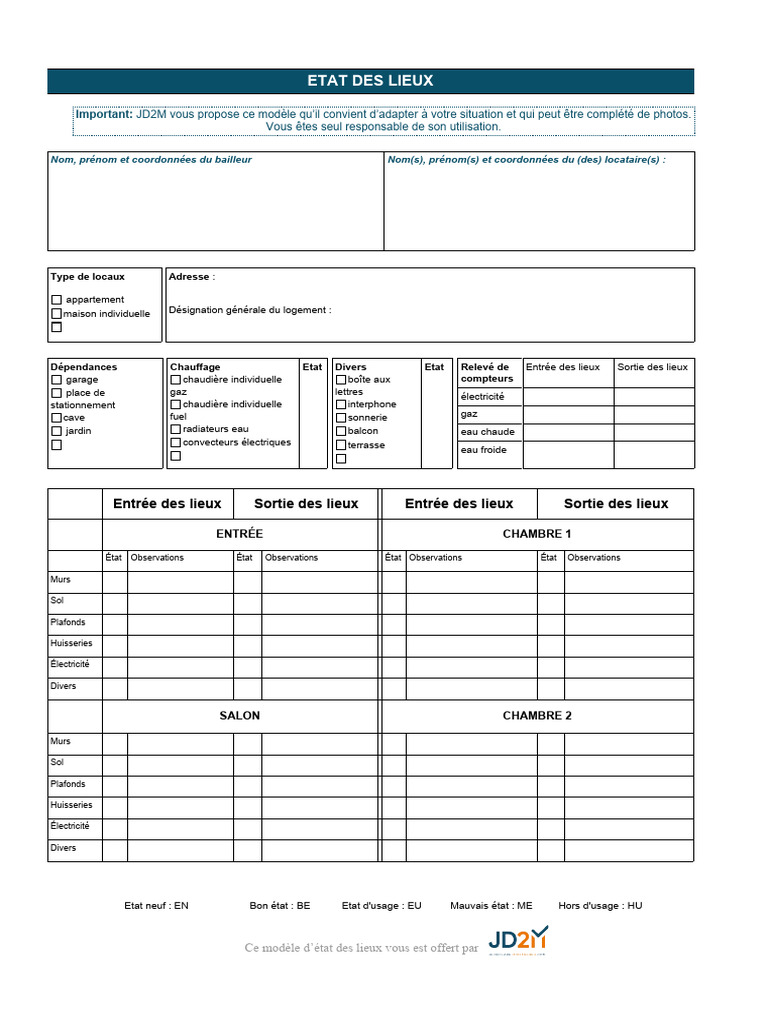Modele Etat Des Lieux | PDF