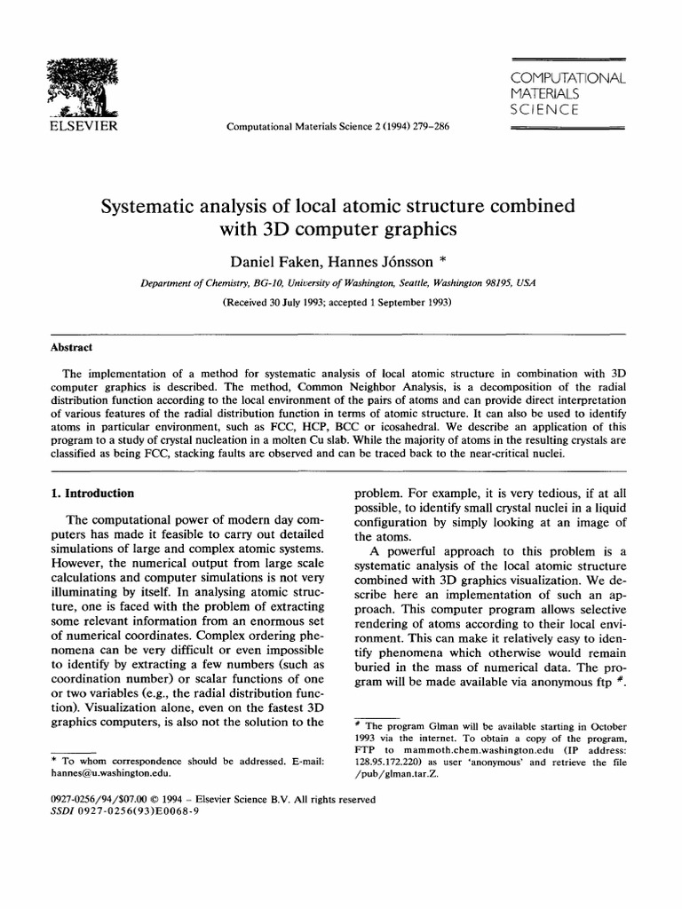 FAKEN, D. JÓNSSON, H. Systematic Analysis of Local Atomic Structure Combined With 3D Computer ...
