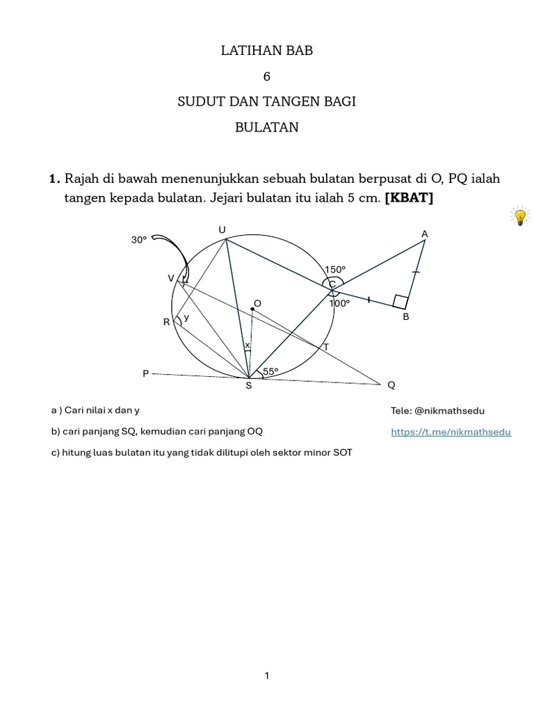 Sudut Dan Tangen Bab 6 Kbat | PDF