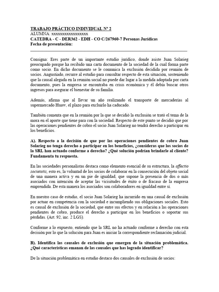 tP2 PERSONAS JURIDICAS | PDF | Exclusión social | Sociedad de responsabilidad limitada