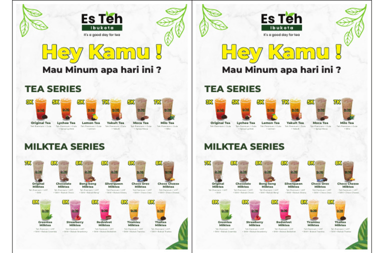 (CETAK) AC230 Menu TEH IBU KOTA Laminasi | PDF