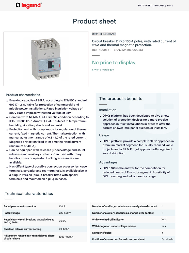 ProductSheet | PDF | Power (Physics) | Electrical Engineering