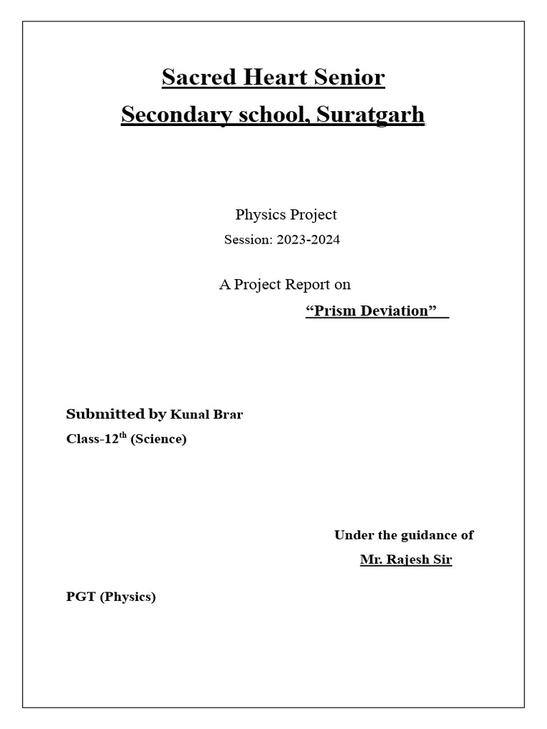 Sacred Heart Senior Secondary School, Suratgarh: Physics Project | PDF