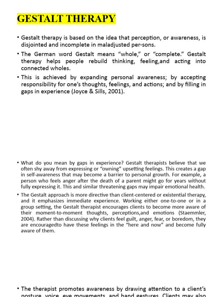 Gestalt Therapy | PDF | Gestalt Therapy | Psychotherapy