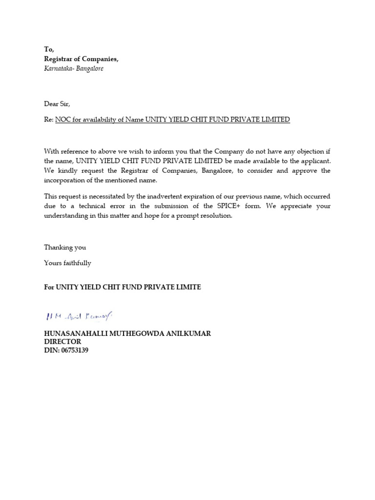 Noc Name Approval | PDF | Business | Finance & Money Management