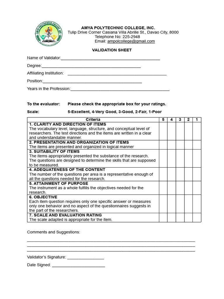 Validation Sheets | PDF | Career & Growth | Business