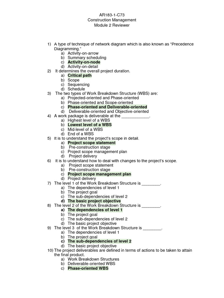 C73 - Module 2 - Answer Key | PDF