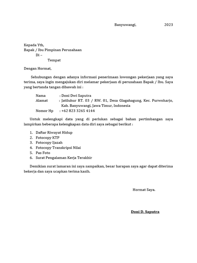 CV Doni D Saputra-1 | PDF