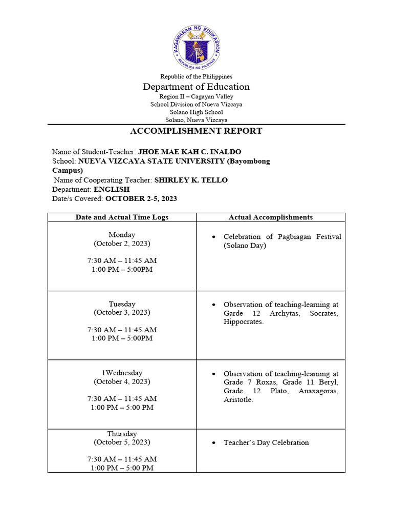 Accomplishment Report Week 2 | PDF