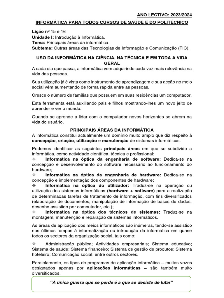 Lição N° 15 e 16 | PDF