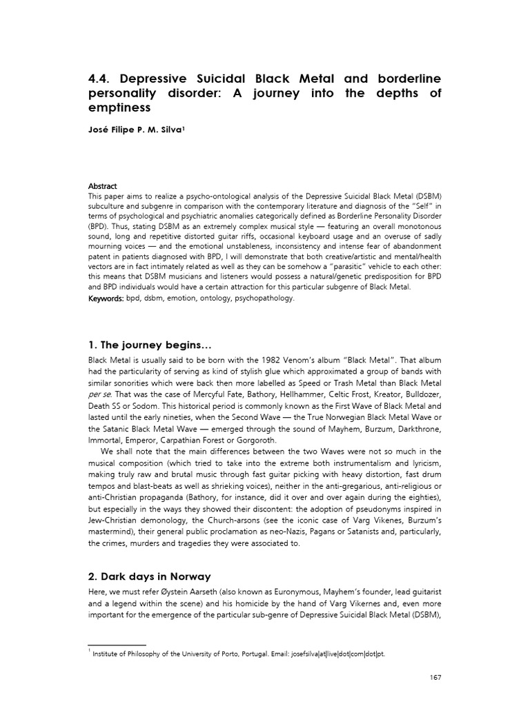 4.4. Depressive Suicidal Black Metal and Borderline Personality Disorder: A Journey Into The ...