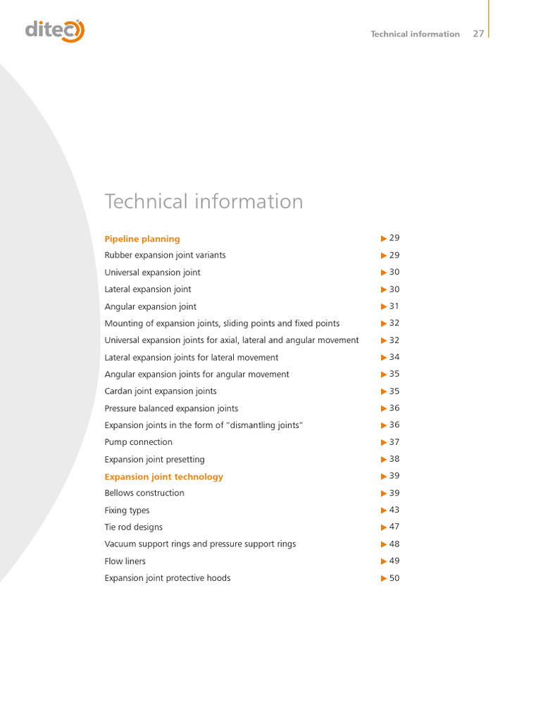 Ditec-Details - Gummikompensatoren - en - Expansion Joint Catlogue | PDF | Rotation Around A ...