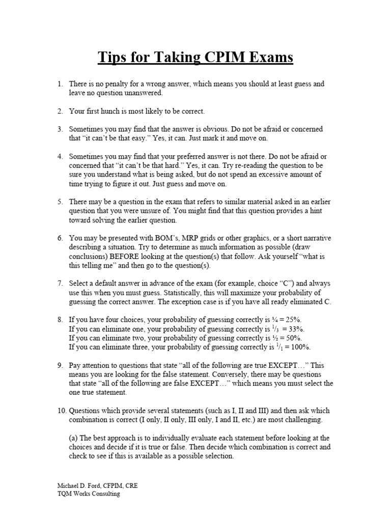 Tips For Taking Exams-CPIM | PDF | Mathematics | Cognitive Science