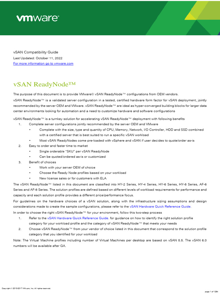 VSAN Compatibility Guide | PDF