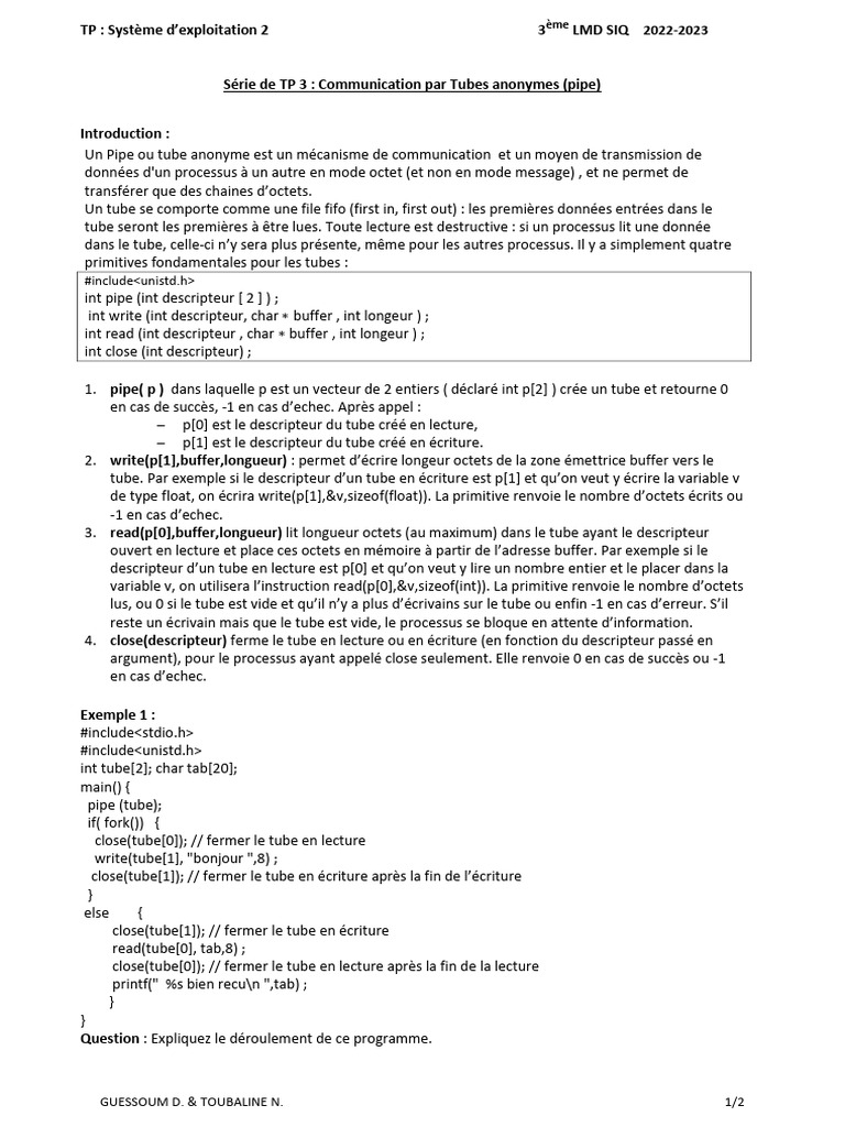 Serie03 Tubes TP 2024 | PDF