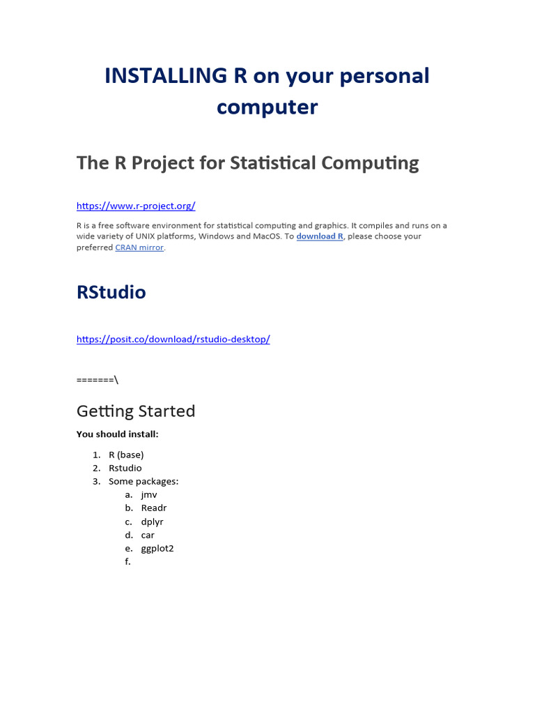 Install R & RStudio 2023 | PDF | Computers
