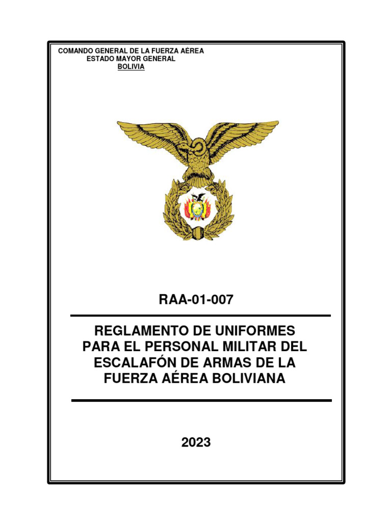 RAA 01 007 Reglamento de Uniformes (Corregido 2023) | PDF