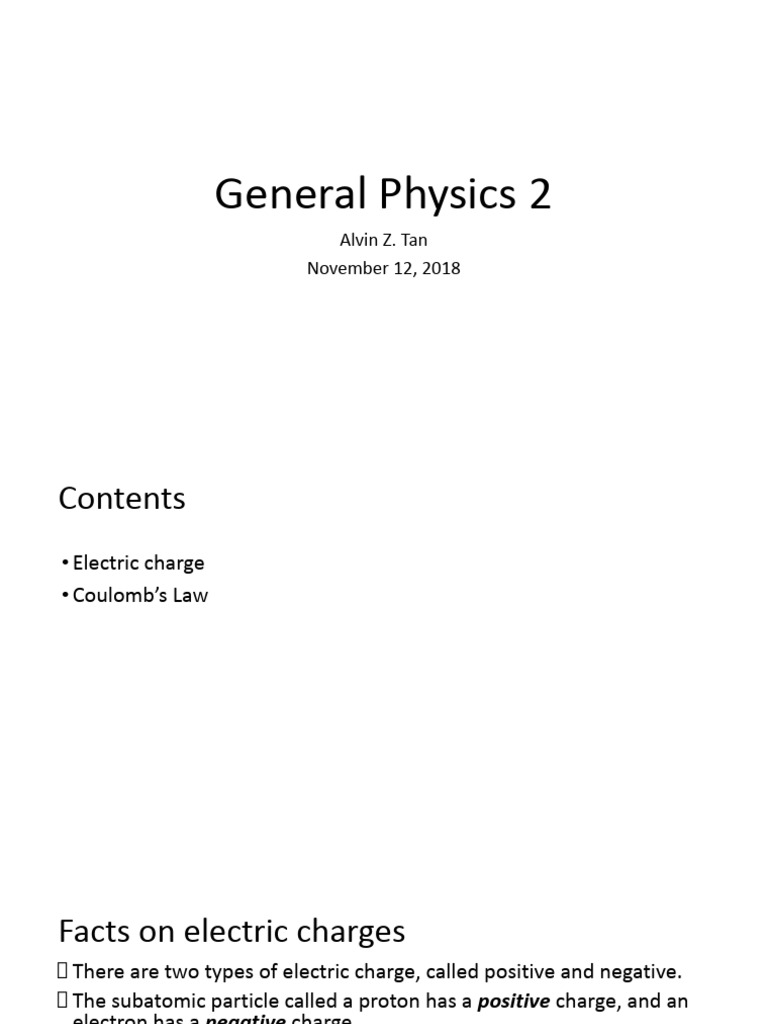 Electric Charge and Coulombs Law | PDF | Electric Charge | Electron