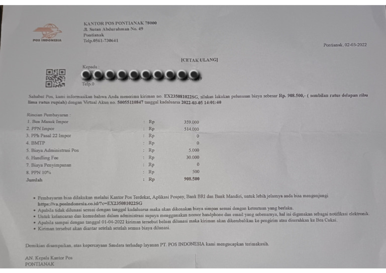 Resi Pembayaran Pajak Bea Masuk B | PDF