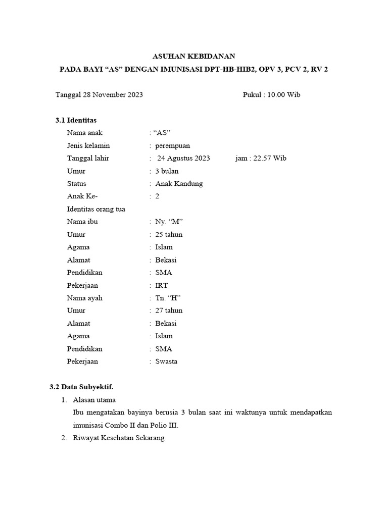 Imunisasi Bayi 3 Bulan: DPT-HB-HIB2 dan OPV | PDF | Pengembangan Diri ...