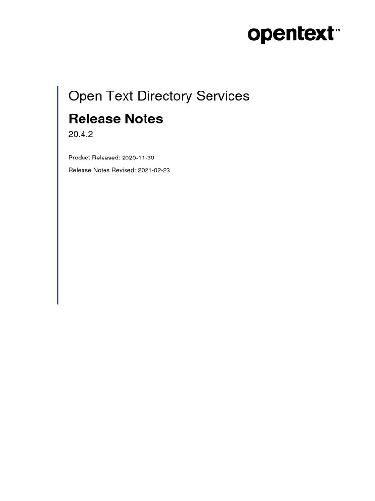 OpenText Directory Services 20.4.2 - Release Notes | PDF