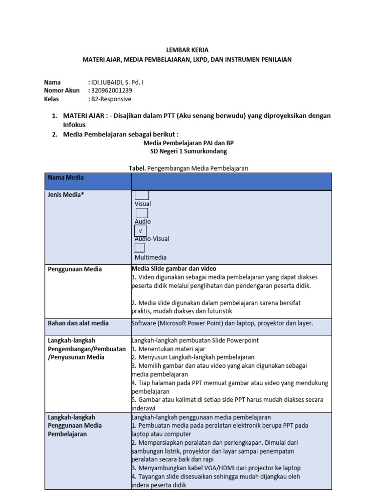 Materi Ajar - LKPD - Instrumen Penilaian Ok - Compressed | PDF