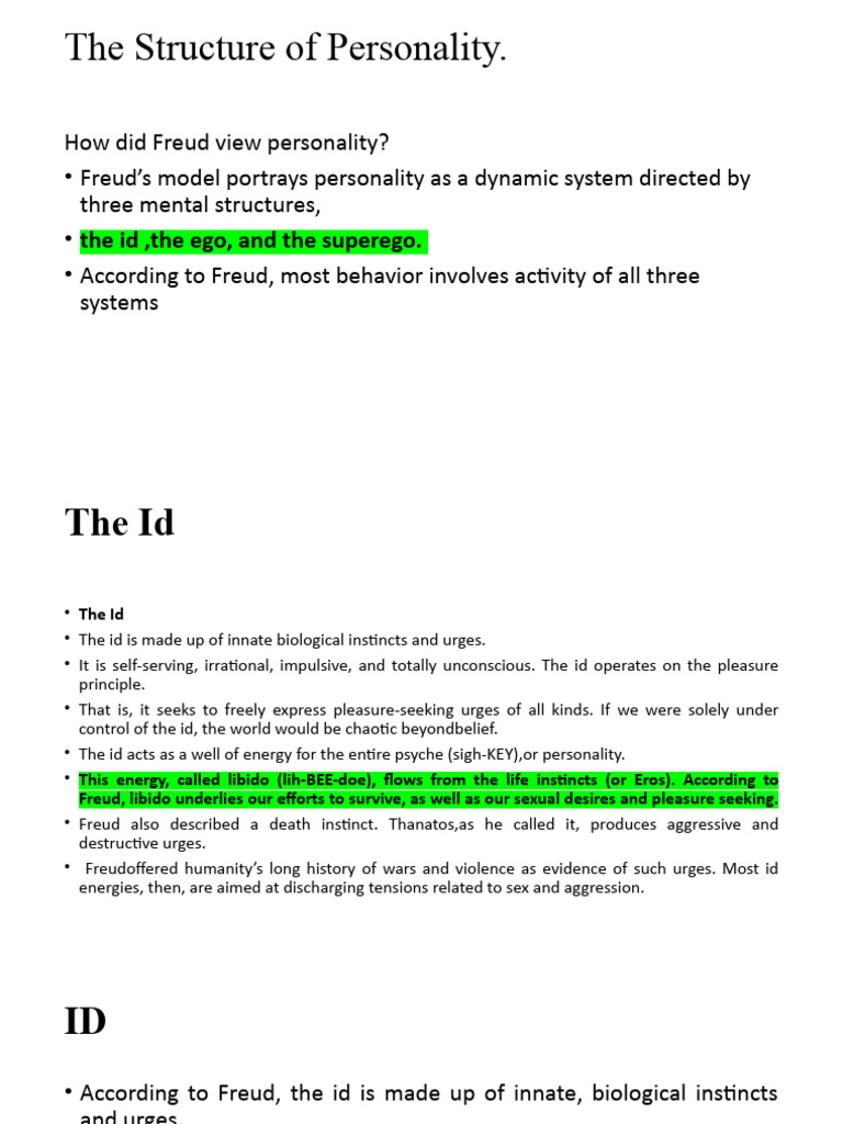 The Structure of Personality | PDF | Id | Psychoanalytic Theory