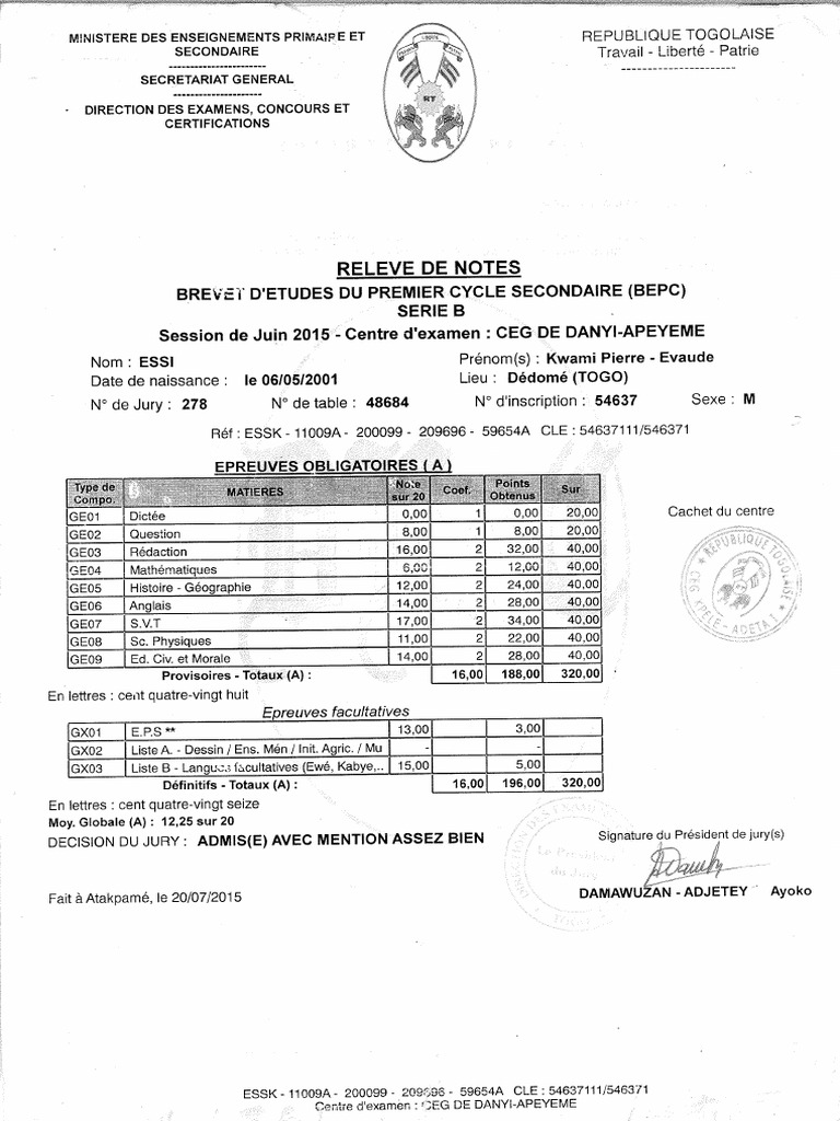 Releve Du Bepc | PDF