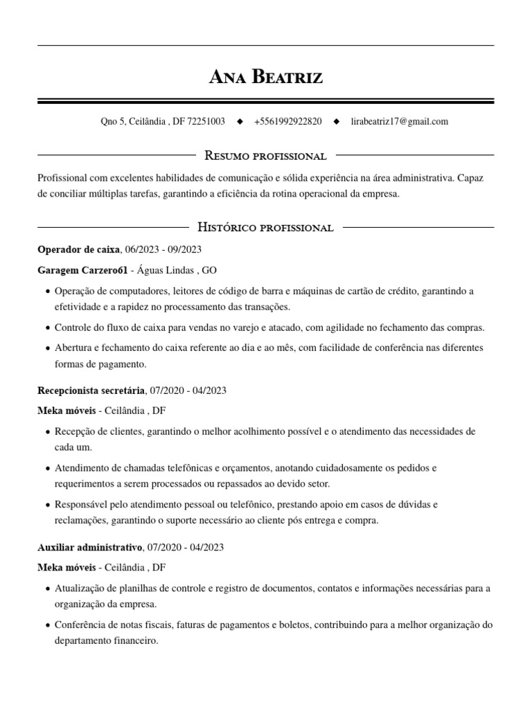 Curriculo Ana Beatriz Ferreira Aguiar 2. | PDF