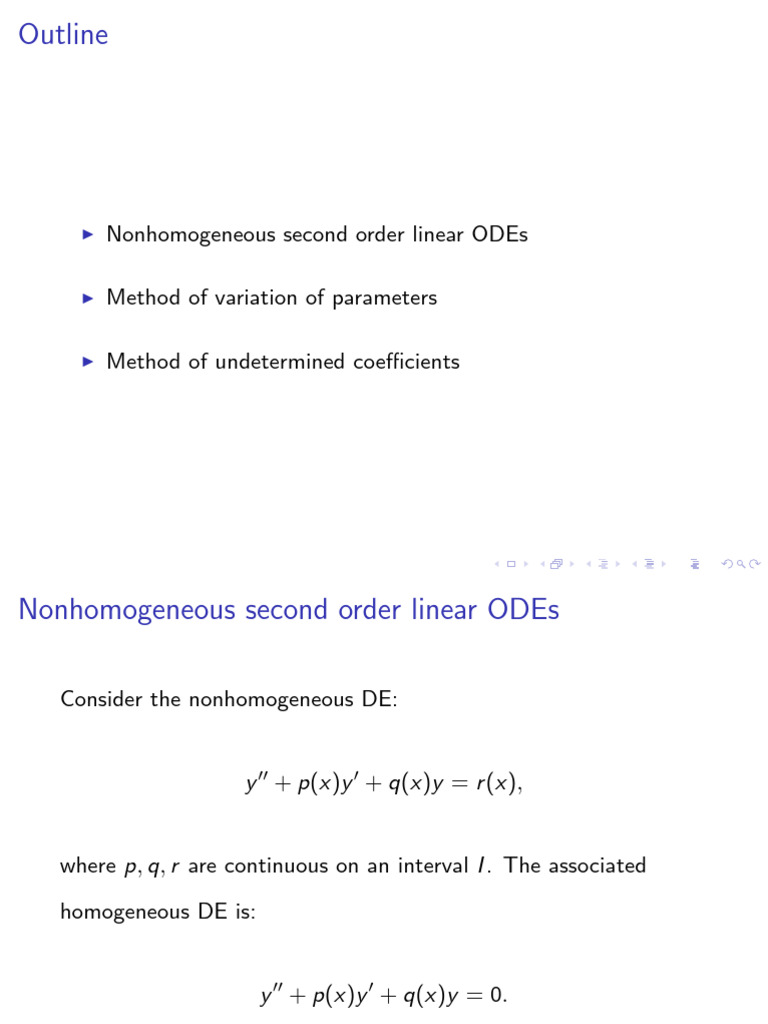 Nonhomogeneous Second Order Linear Odes | PDF | Teaching Methods & Materials
