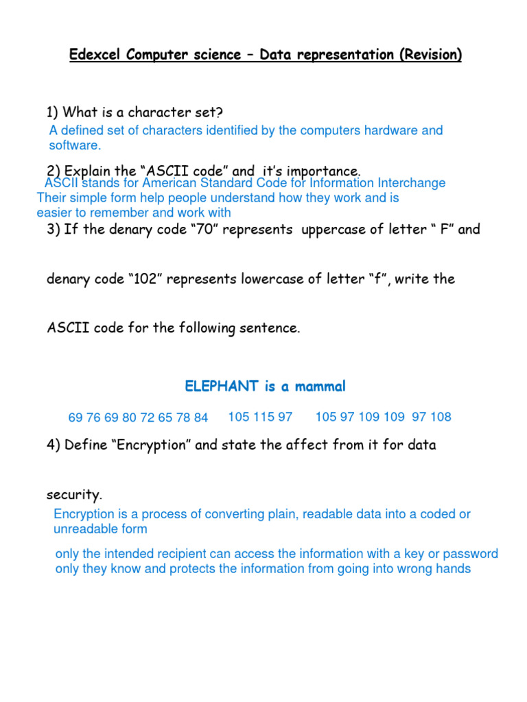 Revision - Data Representation | PDF | Pixel | Ascii