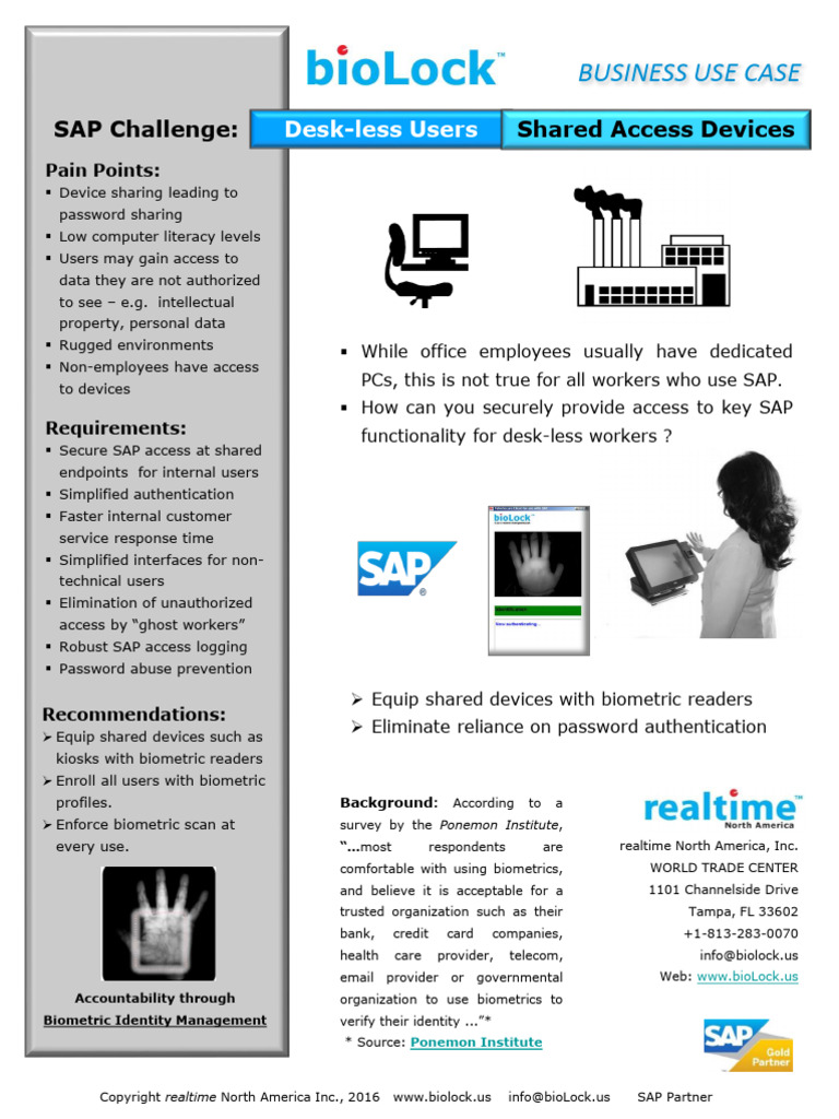 Business Use Case SAP Shared Devices | PDF | Biometrics | Authentication