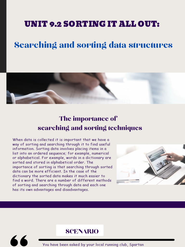 Sorting It All Out Searching and Sorting Data Structures | PDF
