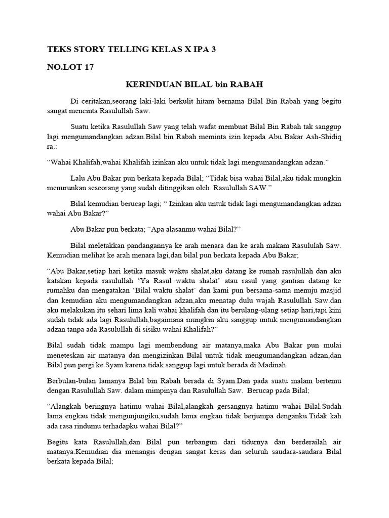 TEKS STORY TELLING KELAS X IPA 3 | PDF