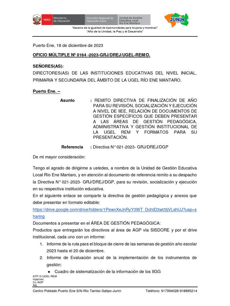Oficio Múltiple 00164-2023 | PDF