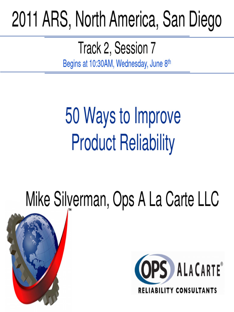 50 Ways To Improve Product Reliability ARS Presentation 2011 | PDF