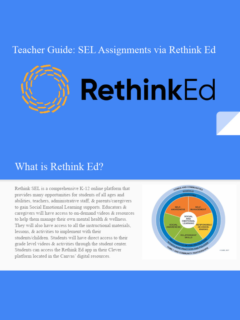 Rethink Ed SEL Lesson Assignment Guide | PDF