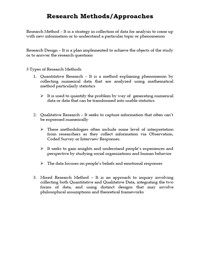 Research Methods Approaches | PDF | Methodology | Qualitative Research