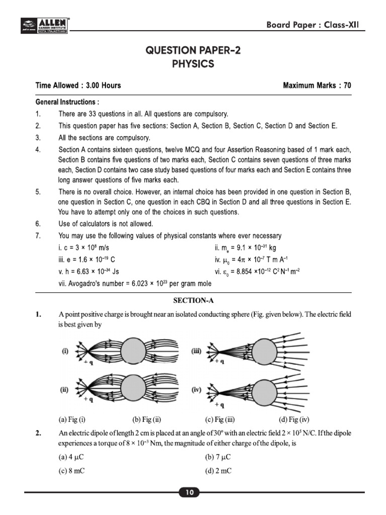 Class12 Physics Paper 2 | PDF